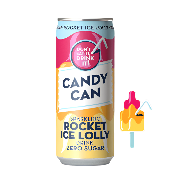 Candy-Can Rocket Ice Lolly Sparkling Zero Sugar Drink ( 12 X 330 mL ...