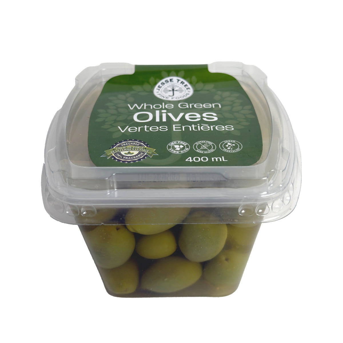 Jesse Tree Whole Green Olives (6 x 400 mL) — Jesse Tree Fine Foods